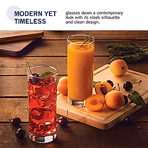 Paksh Novelty Italian Highball Glasses [Set of 6] Clear Heavy Base Tall Bar Glass - Drinking Glasses for Water, Juice, Beer, Wine, Whiskey, and Cocktails | 13-Ounce Cups