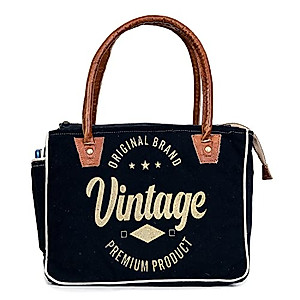 CLA Upcycled Vintage Canvas & Leather Handbag, Cowhide Leather and Canvas Bag, canvas Handbag for women, Canvas Tote Bag, Canvas Hobo Bags for women