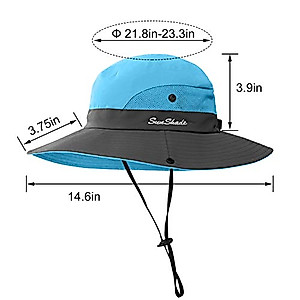 6 Pieces Womens Ponytail Wide Brim Sun Hat Packable UV Protection Beach Cap for Fishing & Hiking (Purple＆Sky Blue＆Watermelon Red＆Pink＆Orange＆Grey)
