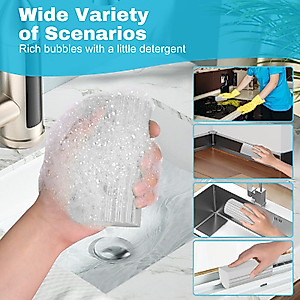 Fikoksol 4pcs Damp Dusting Sponge Duster Grey, Household Clean Sponges Duster for Cleaning Baseboards Blinds, Vents, Window Trunk, Scrub Magic Sponge Eraser Reusable Wet Sponges Cleaning Supplies Tool