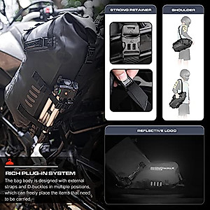 Rhinowalk Motorcycle Saddlebags Waterproof 28L (14L*2) Side Saddlebags, Compatible with most motorcycle racks, adventure、street、sports、dirt bike (Black 1 Pair)