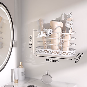 Hair Dryer Holder, White Hair Tool Organizer, Bathroom Organizer for Hair Dryer, Wall Mount Blow Dryer Holder, Curling Iron Holder Cabinet Door, Flat Irons, Curling Straighteners