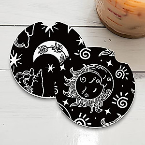 Car Coasters for Car Cup Holders Absorbent 2 Pack, 2.56'' Ceramic Car Coasters with Finger Notch for Easy Removal, Funny Coaster for Drink to Keep Cupholder Clean