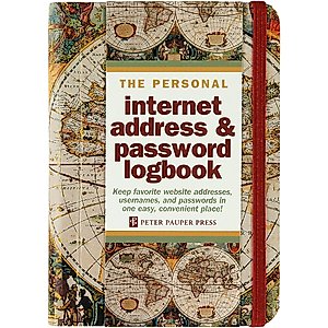 Old World Internet Address & Password Logbook (removable cover band for security)