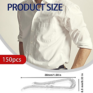 150pcs Clothing Clips, U Shape Shirt Clip, Clear Plastic U Shape Clips, Clips for Hold Garments in Place, Shirt Fixing Packing Clip for Ties Socks Pants Shirts