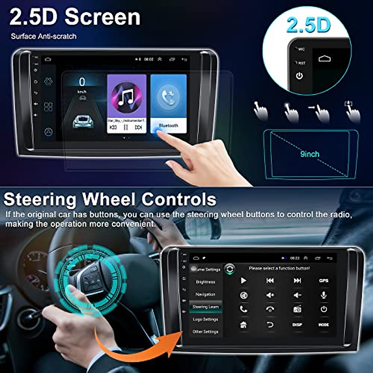 Android 9 Car Radio Stereo for Mercedes Benz W164 X164 ML350 ML500 ML280 GL320 GL350 GL450 2005-2011,Car Multimedia Player FM/RDS Mirror Link/WiFi/GPS