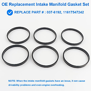 Intake Manifold Gasket Set, Replace 037-6192, 11617547242 Compatible with BMW N52 N54 E60 E70 E90 E92-128i 135i 325xi 328i 328xi 330i 335i 525xi 528i 530i 535i 535xi 640i M5 M6 X1 X3 X5 X6 Z4, More