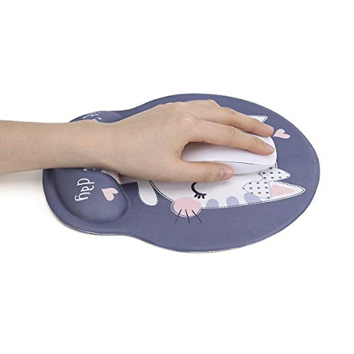 RICHEN Keyboard Wrist Rest and Mouse Pad with Wrist Support, Memory Foam Set for Computer/Laptop/Mac,Gaming and Office, Durable & Comfortable & Lightweight for Easy Typing & Pain Relief (Cute Cat)