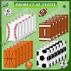 24 Pieces Sports Party Favor Bags Football Party Goodie Bag Sport Party Gift Bags with Handles for Soccer Baseball Basketball Football Sports Birthday Baby Shower Party Supplies Decorations