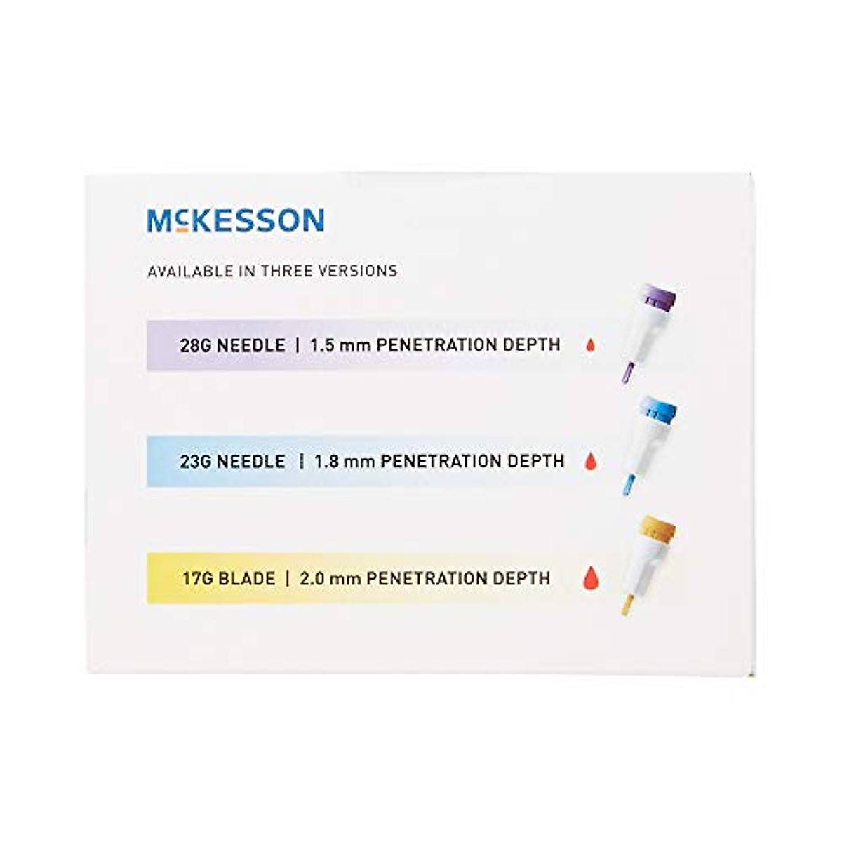 McKesson Safety Lancets, Sterile, Push-Button, 23 Gauge Needle, 1.8 mm, 100 Count, 1 Pack