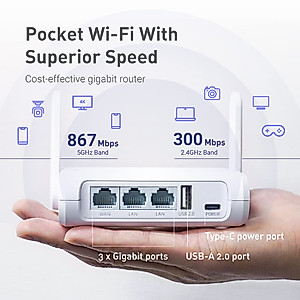 GL.iNet GL-SFT1200 (Opal) Secure Travel WiFi Router & GL.iNet GL-AXT1800 (Slate AX) Pocket-Sized Wi-Fi 6 Gigabit Travel Router