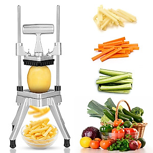 WICHEMI Commercial Vegetable Chopper Dicer Commercial Onion Dicer Cutter Stainless Steel Vegetable Fruit Chopper French Fry Cutter Heavy Duty Food Dicer Chopper for Potatoes Peppers Mushrooms (3/8")