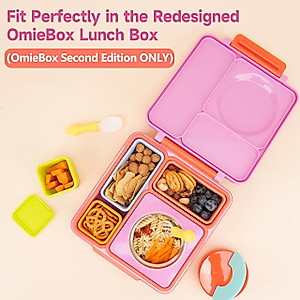 Viotiin Silicone Dips Containers Compatible with OmieBox, 4 Pack Salad Dressing Container To Go for Most Bento Lunch Box, Small Snack Condiment Container with Lids for kids