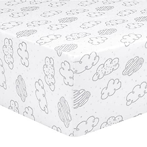 Trend Lab Jersey Fitted Crib Sheet, Clouds