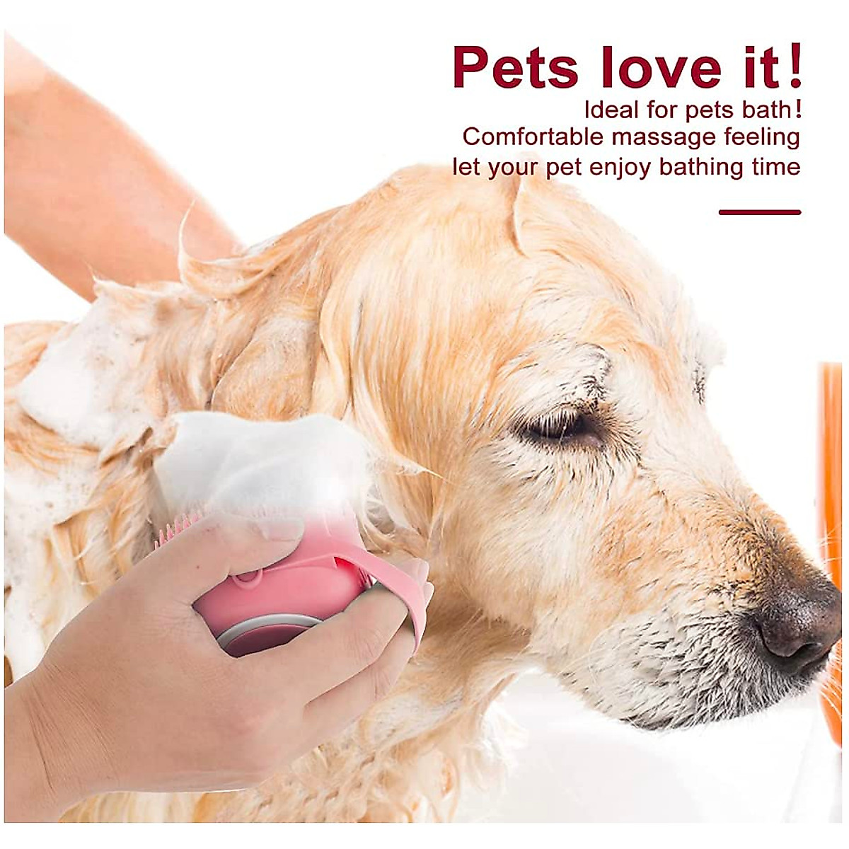 Pet Bath Massage Brush Puppy Dog Cat Grooming Cleaning Soft (Pink)