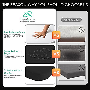 idee-home Outdoor Chair Cushions Set, Thick Outdoor Seat Cushion Waterproof Patio Furniture with Ties, Dining Indoor Chair Pads