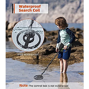 Metal Detector Kit for Kids & Adults with Sand Sifter Scoop, IP68 Waterproof, LCD Display & 8" Coil Adjustable Gold Detector for Treasure Hunting, Lightweight Easy to Use