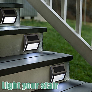 GIGALUMI 6 Pack Solar Step Deck Lights, Stainless Steel Waterproof Led Solar Lamp for Outdoor, Pathway Yard Stairs Fences. (White)