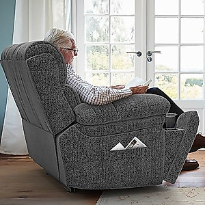 YONISEE Oversized Lift Chairs Recliner for Elderly with Massage and Heat, Overstuffed Wide Recliners, Electric Recliner Chairs for Adults, Heavy Duty and Safety Motion with 2 Concealed Cup Holders