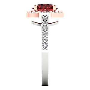 Clara Pucci 2.40 ct Round Cut Solitaire Halo Natural Red Garnet Engagement Promise Anniversary Bridal Ring 18K White & Rose Gold 8.5