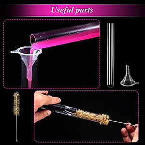 Weewooday 20 Pieces Plastic Test Tubes with Cork Stoppers and 2 Funnels, 1 Brush for Halloween Science Party, Christmas Candy Bath Salt Storage Containers (15 x 100 mm, 10 ml)