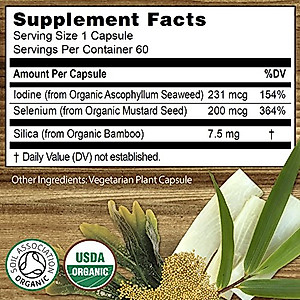 Organic Selenium 200 mcg with Iodine and Silica All from Certified Organic Whole Foods - Two Month Supply