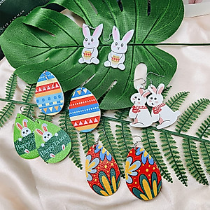 15 Pairs Valentine's Day Leather Earrings for Women St Patrick's Day Easter Faux Leather Teardrop Dangle Earrings Lightweight Clover Green Hat Easter Eggs Bunny Shamrock Earrings Set