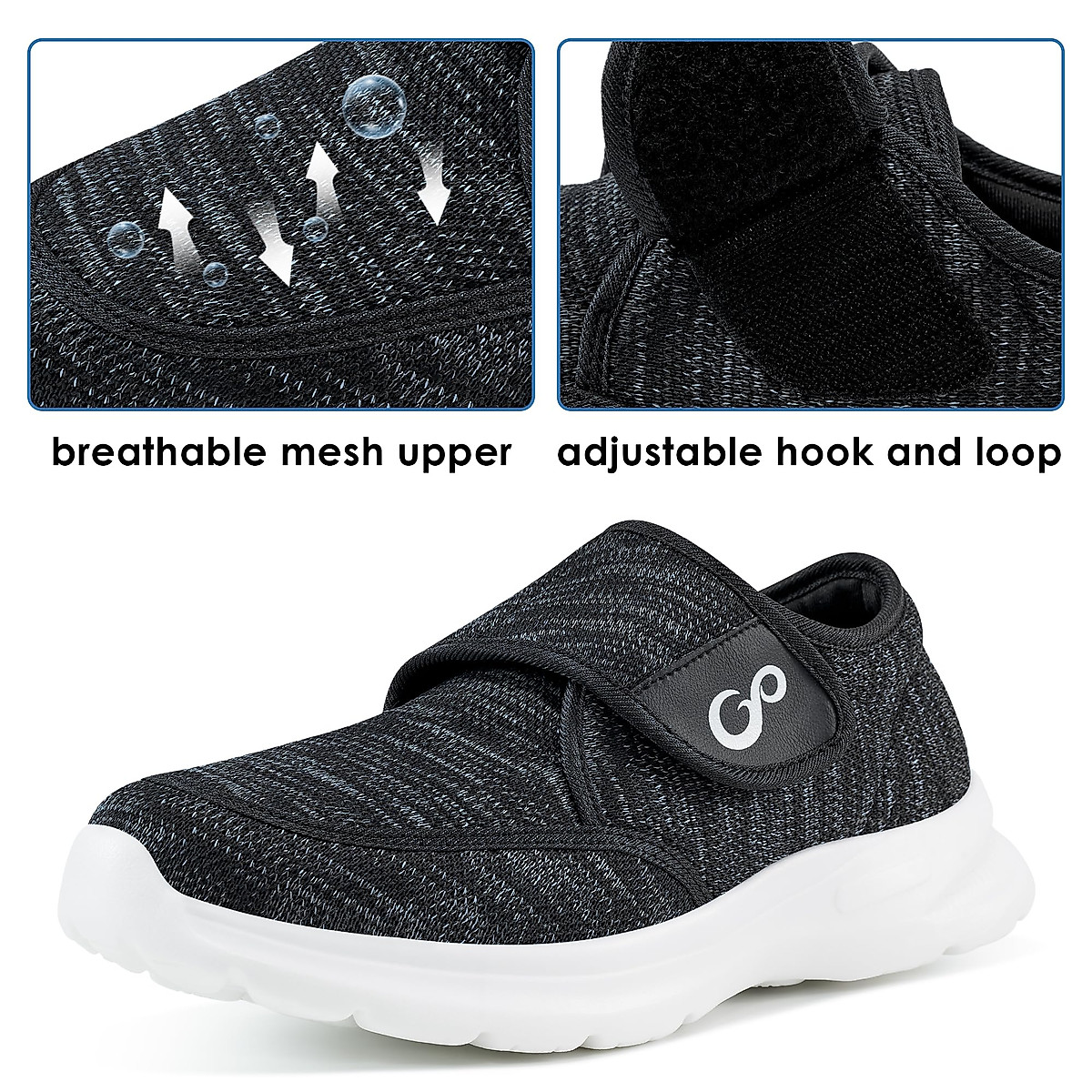 Ablanczoom Women's Fashion Sneakers Tennis Shoes-Womens Comfort Lightweight Slip On Sneaker Breathable Mesh Casual Walking Shoes Black