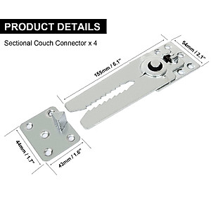 MNKNENG 4 Pack Sectional Couch Connectors Heavy Duty Steel Couch Connecting Clamp Interlocking Sofa Linker, Universal Sectional Clips Sofa Connection Bracket Hooks Buckle for Sliding Sofas