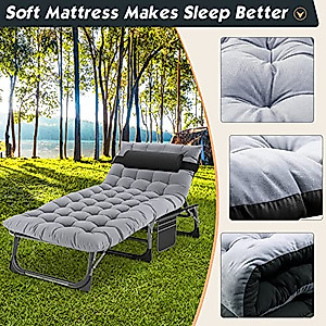 MOPHOTO Folding Lounge Chair 5-Position, Folding Cot, Portable Outdoor Folding Chaise Lounge Chair for Sun Tanning, Perfect for Pool Beach Patio Sunbathing