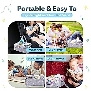 Large Baby Diaper Caddy Organizer with Nappy Changing Pad – Baby Caddy Diaper Organizer for Changing Table, Car Storage Diaper Holder – Baby Organizer Basket for Nursery Shower Gift Bag for Boy & Girl