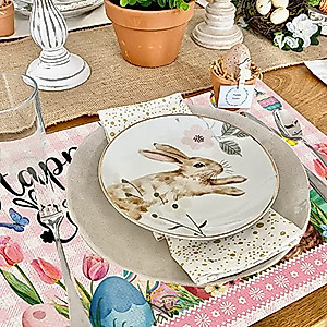 Pinata Easter Placemats Set of 6, Easter Placemats 12x18 Inch for Dining Table, Bunny Rabbit Easter Place Mats, Easter Table Decor, Farmhouse Rustic Table Mats