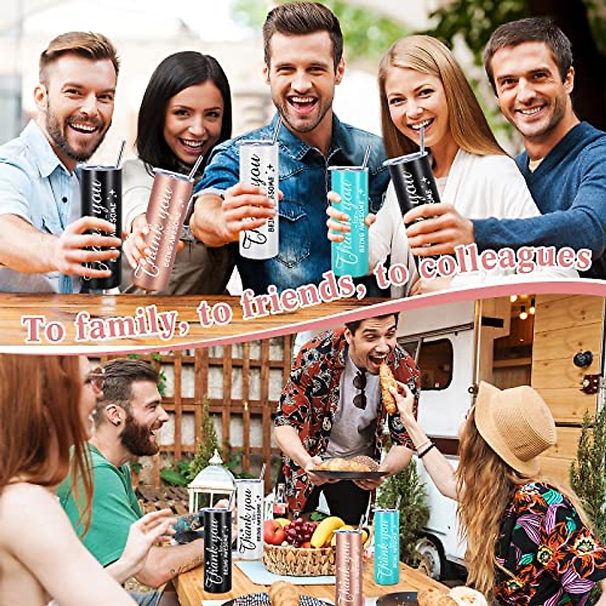 Thank You Gifts for Women Men, Thank You for Being Awesome Travel Tumbler 20 oz Graduation Appreciation Christmas Gifts for Friends Mom Wife Sister Coworker Pink Gold, Mint (Classic Color, 8)