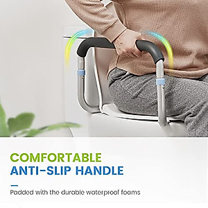 OasisSpace Medical Toilet Safety Rail - Adjustable Compact Support Frame with Hand Rails for Bathroom Toilet Seat - Easy Installation for Handicap, Elderly