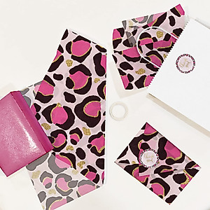 1.5" Pink Leopard Thank You Stickers Roll - Packing Stickers - Thank You Labels for Favors - Small Business Thank You Stickers | 500 Pcs