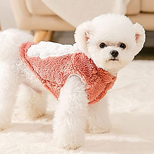 Loyanyy Plush Dog Coat Cute Bear Dog Cat Clothe Soft Warm Pet Vest Puppy Kitten Winter Sweater Fleece Dog Apparel for Cold Weather Pink Medium