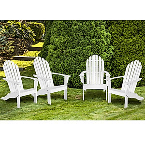 Tangkula Adirondack Chair, Acacia Wood Adirondack Lounger Chair, Outdoor Armchairs with Slatted Seating, Weather Resistant, for Patio Deck Lawn Backyard, Garden Adirondack Furniture (4, White)