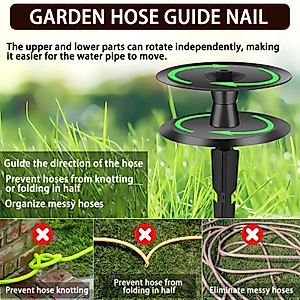 2 PCS Garden Hose Guide Spike,Hose Guide Stake Heavy Duty Pure Metal Hose Roller Guide,Keep Flowering Hose Out of Flower Beds,Rustproof Coated Garden Hose Stake for Yard,Lawn Hose Roller Support