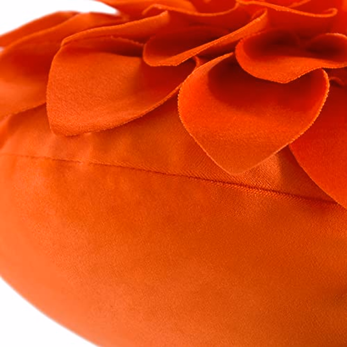 JWH Handmade 3D Flower Throw Pillow Covers Aesthetic Decorative Round Cushion Floral Accent Pillow Cases Velvet Pillowcase Living Room Bed Couch Bedroom 14 Inch Orange