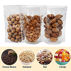 100 Pack Smell Proof Mylar Bags 7x10+3.2inch, Resealable Stand Up Food Storage Bags Clear Reusable Self Seal Zipper Lock Mylar Bags for Food, Seeds, Pills