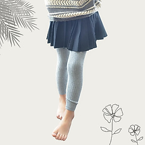 5 Pack Girls Cotton Cable Knit Classic Solid Ankle Leggings Pants Footless Tights 9-11T