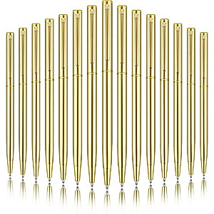 Zonon Gold Slim Ballpoint Pens Black Ink 1 mm Medium Point Metallic Retractable Pens Gold Metal Pen for Wedding Business Office Supplies Students Teachers Christmas Present (15 Pieces)
