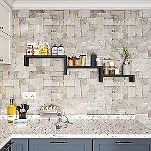 Bundled Black Floating Shelves of GREENDEW Wall Shelves Invisible Mounted (Set of 2) and U-Shaped Decor Shelves (Set of 3) for Living Room, Bedroom, Bathroom, Kitchen, Office Storage