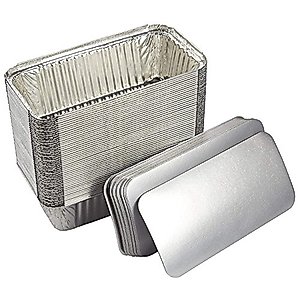 Large Aluminium Pans with Lids 8x4 In - (50 Pack) Disposable Foil Pan Food Containers - Best Tin Pans for Takeaway, Baking, Frozen & Food Storage