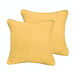 Mozaic Home AZ876321SP Sunbrella 18" x 18" Corded Square Indoor/Outdoor Pillow Set, Sunflower Yellow