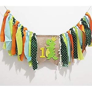 Dinosaur Party Supplies Decorations–Dinosaur Highchair Banner Baby Boy 1st Birthday High Chair Bunting Garland Decoration Wall Decor for Photo Booth Props,Happy Birthday Banner (New Dinosaur Green)