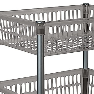 Kitchen Details 4 Tier Slim Basket Shelf Rack | Storage & Organizer | Kitchen | Bathroom | Laundry Room | Office | Good for Food and Kitchen Supplies | Smoke Grey