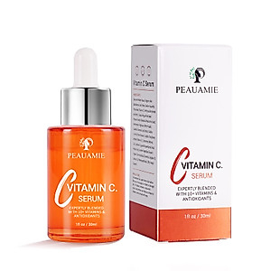 Peauamie Vitamin C Serum for Face Anti Aging with 2% Hyaluronic Acid and 1% Retinol Ferulic Acid,Moisturizer for Fine Lines and Wrinkles 1 fl oz