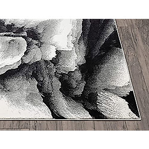 Abani Rugs Modern 5'3"x7'6" Black & White Floral Swirl Area Rug - Contemporary Geometric 3D Rug, Arto Collection