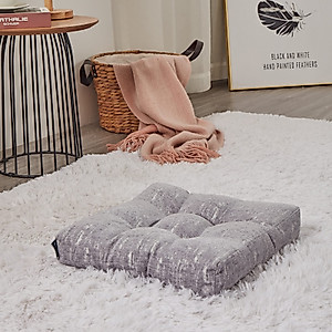 SleepMan Chair Pad Seat Cushion, Outdoor/Indoor, Non-Skid Backing, Durable Fabric, Comfort and Softness, Home Decor Floor Tufted Cushion Pet Pad, Washable, 15.7 x 15.7 Inches (Grey, Set of 2)